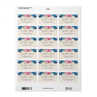 Pink and Blue Pretty Flower Border Label | Zazzle