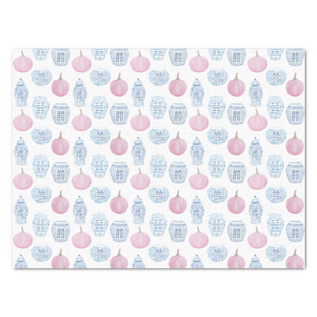 Pink And Blue Pumpkins and Ginger Jars Preppy Tissue Paper | Zazzle