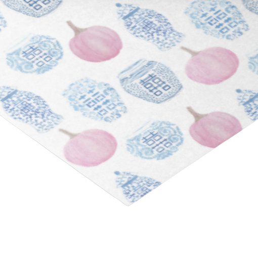 Pink And Blue Pumpkins and Ginger Jars Preppy Tissue Paper | Zazzle