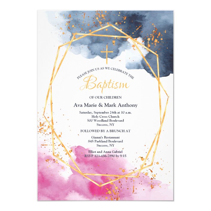 Pink and Blue Religious Invitation | Zazzle.com