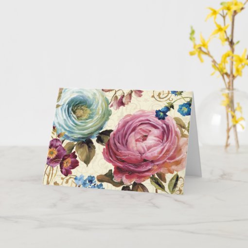 Pink and Blue Rose Card | Zazzle