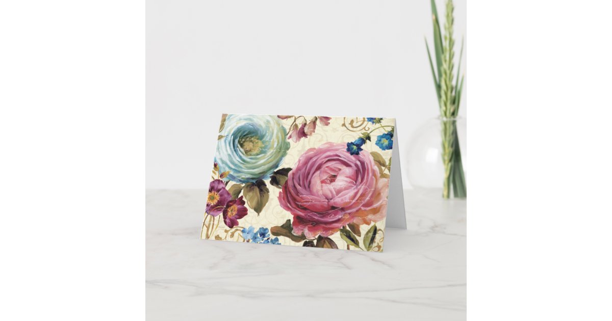 Pink and Blue Rose Card | Zazzle