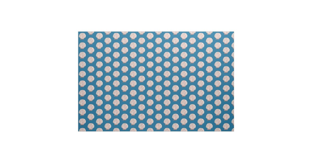 Pink and Blue Scallop Shell Pattern Fabric | Zazzle