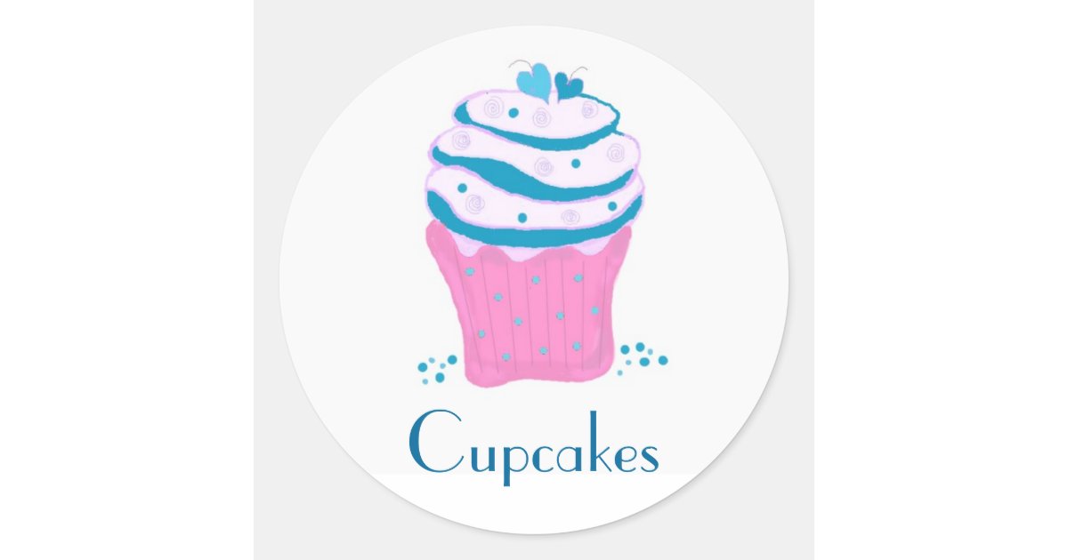 Pink and Blue Swirl Cupcakes Classic Round Sticker | Zazzle