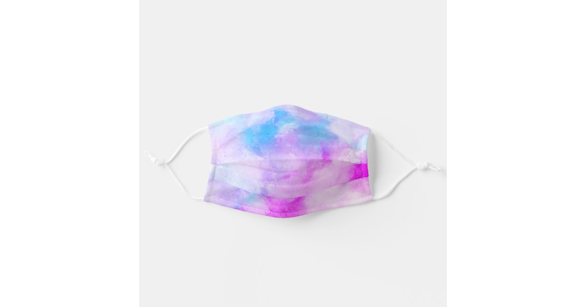 Pink and blue tie dye watercolor face mask | Zazzle