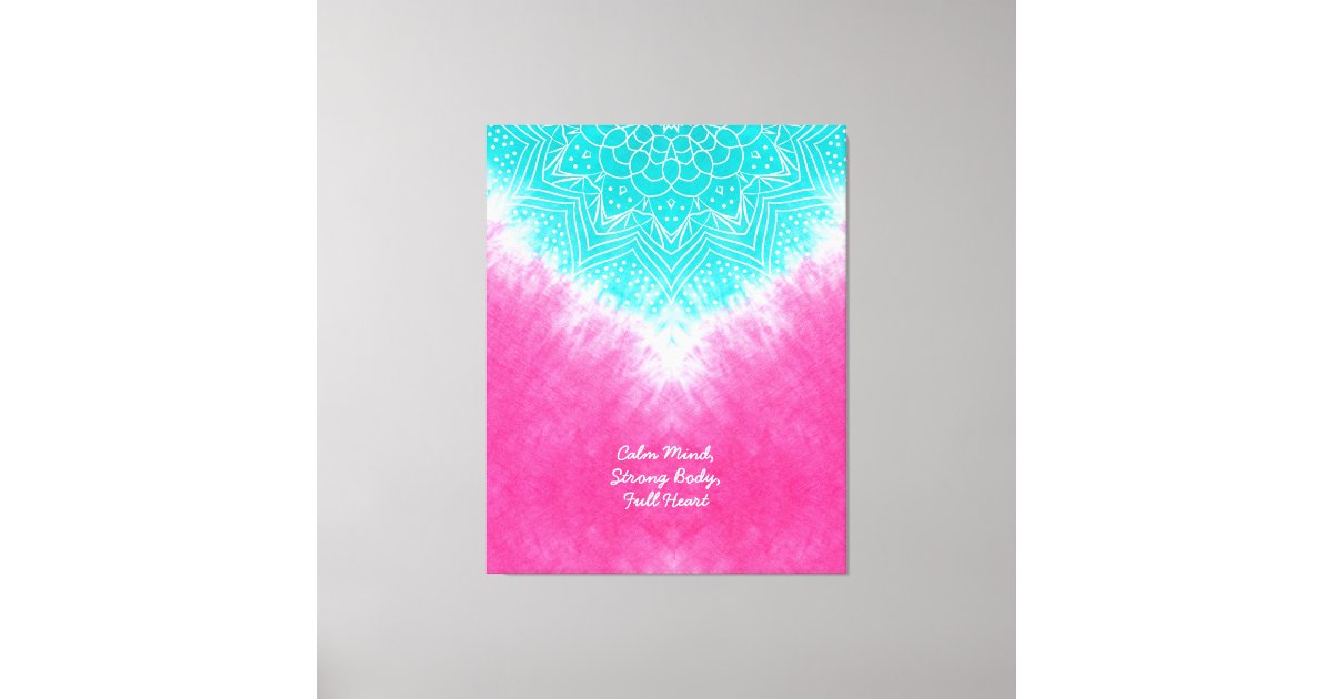 Pink and Blue Tie dye with Mandala Sway in Style Canvas Print | Zazzle