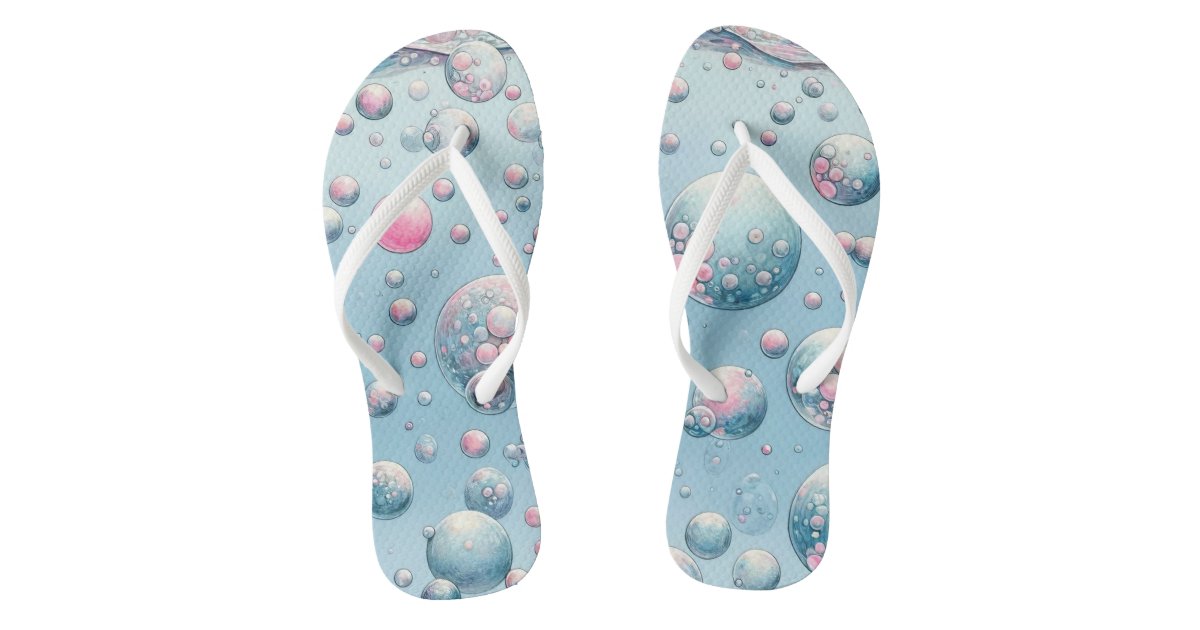 Pink And Blue Water Bubbles Flip Flops | Zazzle