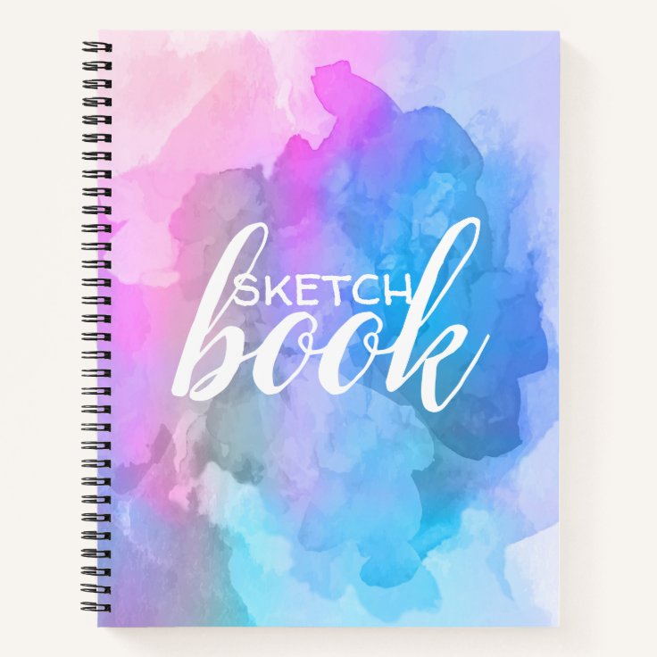 Pink and Blue Watercolor Sketch Book | Zazzle