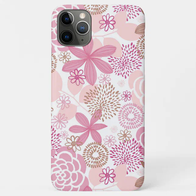 Pink and Brown Floral Pattern Case-Mate iPhone Case | Zazzle