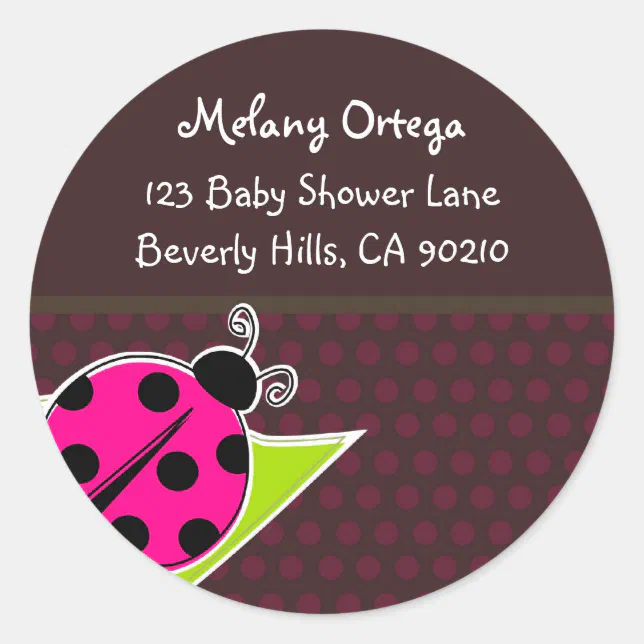 Pink and Brown Ladybug Address Labels | Zazzle