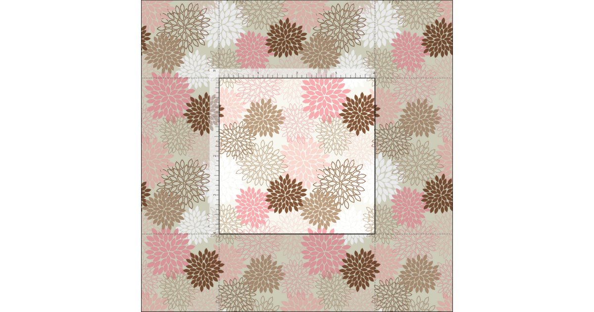 Pink And Brown Mum Pattern Fabric | Zazzle