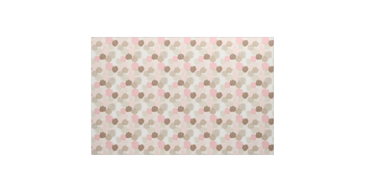 Pink And Brown Mum Pattern Fabric | Zazzle
