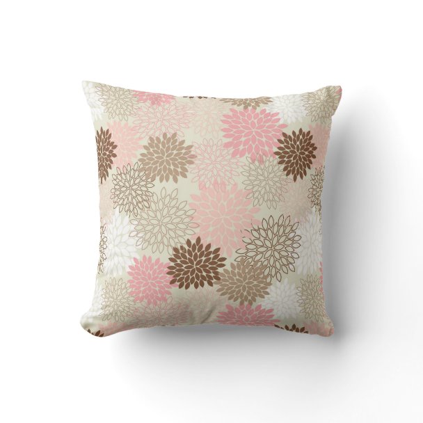 Pink And Brown Mum Pattern Fabric | Zazzle