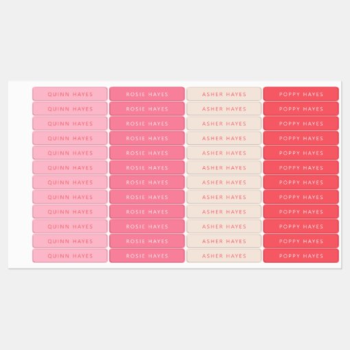 Pink And Coral Name Labels | Zazzle