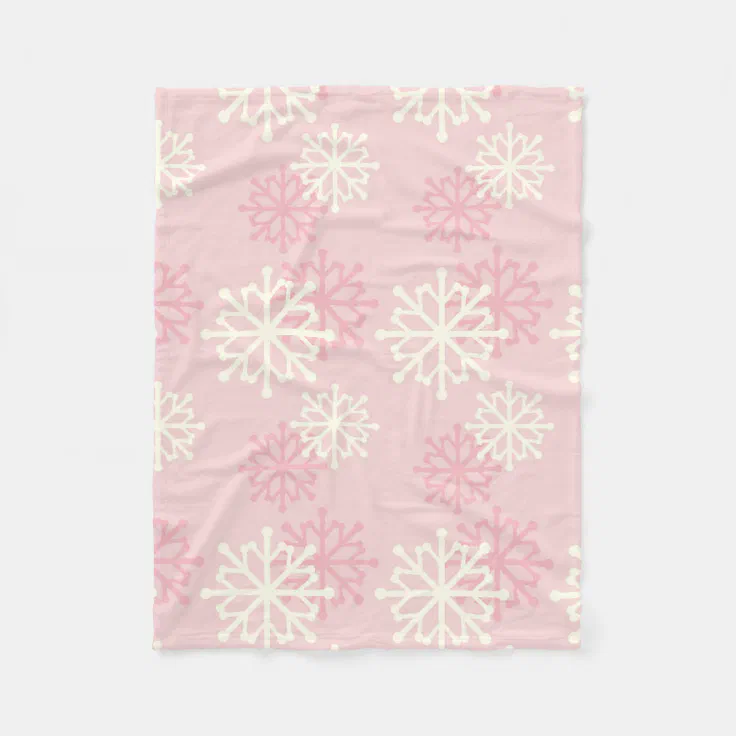 Pink and Cream Snowflake Fleece Throw Blanket | Zazzle