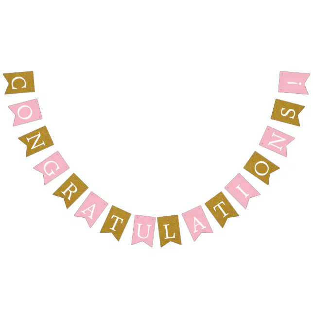 Pink and Faux Gold Congratulations Banner | Zazzle