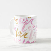 Pink and Faux Gold Foil Love Rustic Typography Cus Coffee Mug | Zazzle