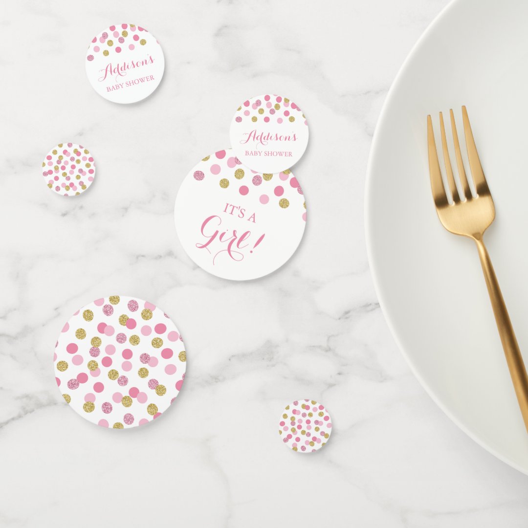 Pink and Gold Baby Shower Table Confetti | Zazzle
