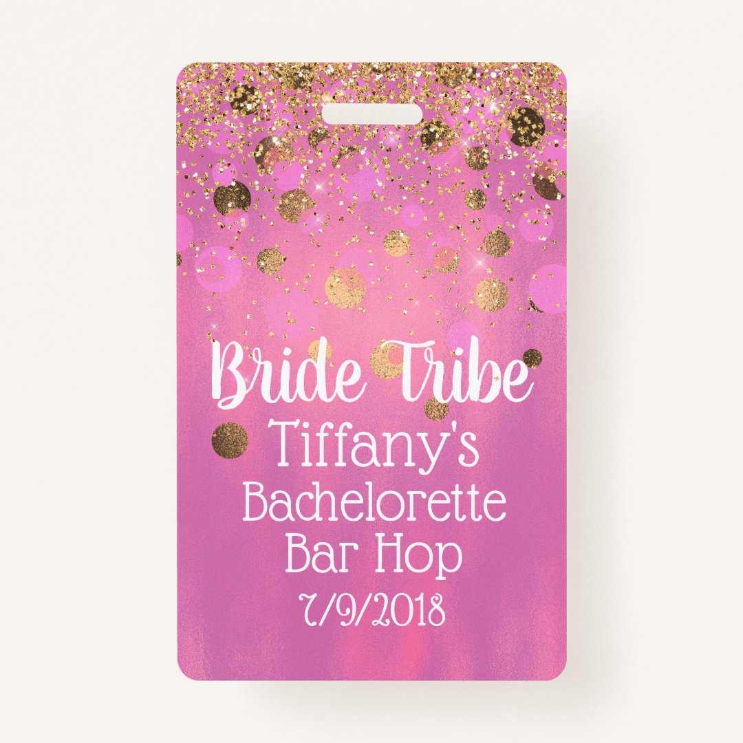 Pink and Gold Bachelorette Party Badge | Zazzle