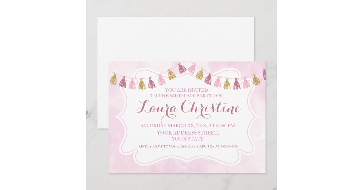 Pink and Gold Birthday Invitation | Zazzle