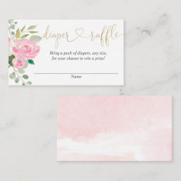 Pink and gold floral diaper raffle cards | Zazzle
