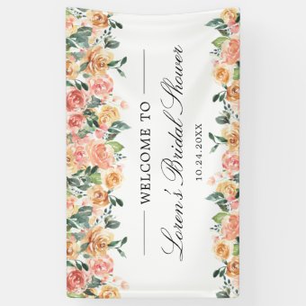 Pink and Gold Floral Elegant Bridal Shower Welcome Banner | Zazzle