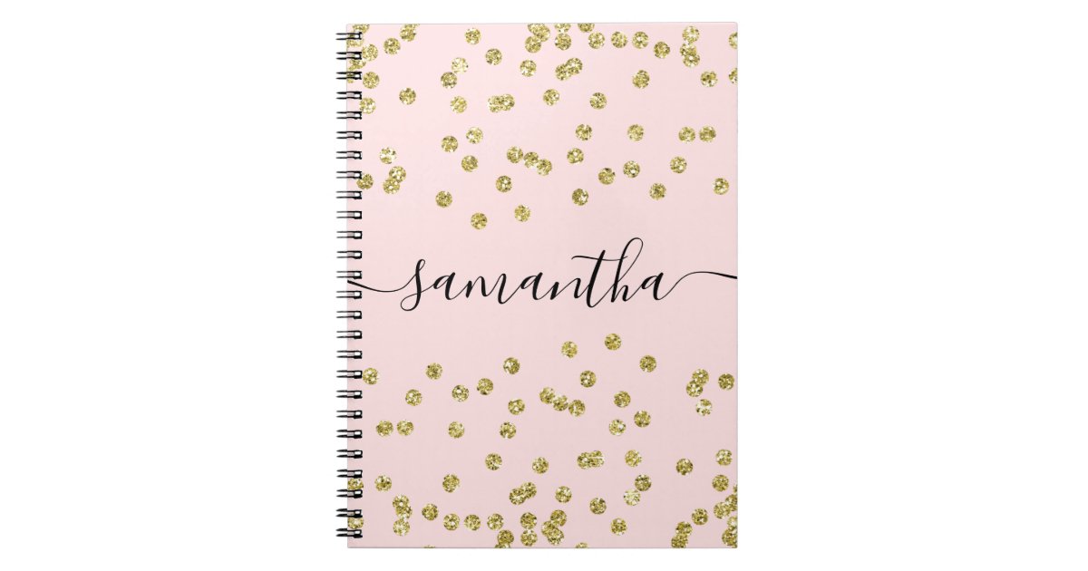Pink and Gold Glitter Notebook | Zazzle