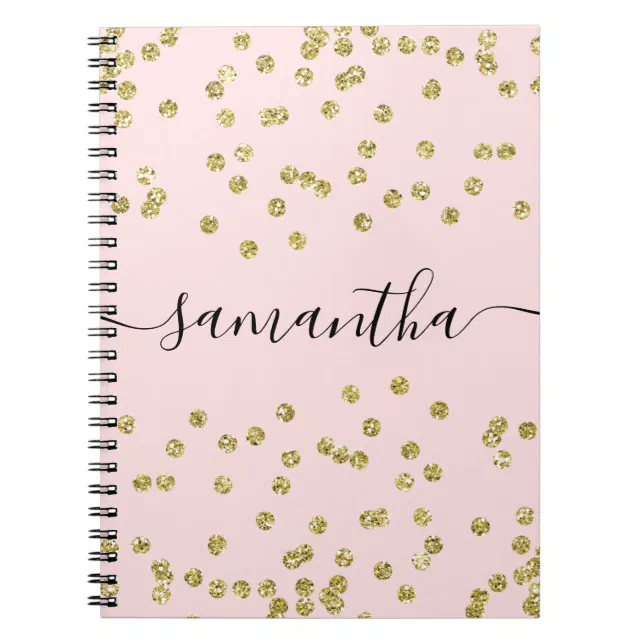 Pink and Gold Glitter Notebook | Zazzle