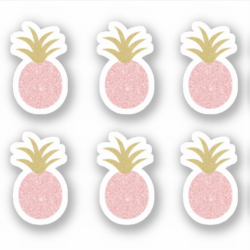 Pink and Gold Glitter Pineapple Stickers | Zazzle