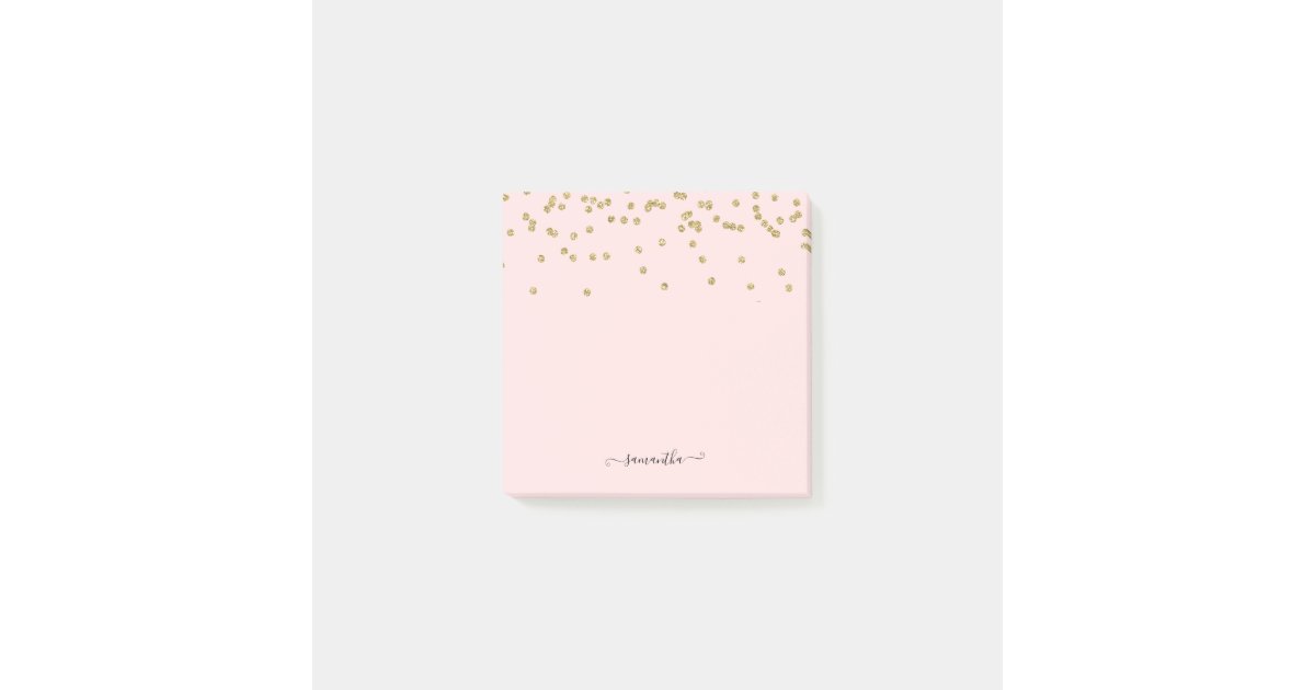 Pink and Gold Glitter Post-it Notes | Zazzle
