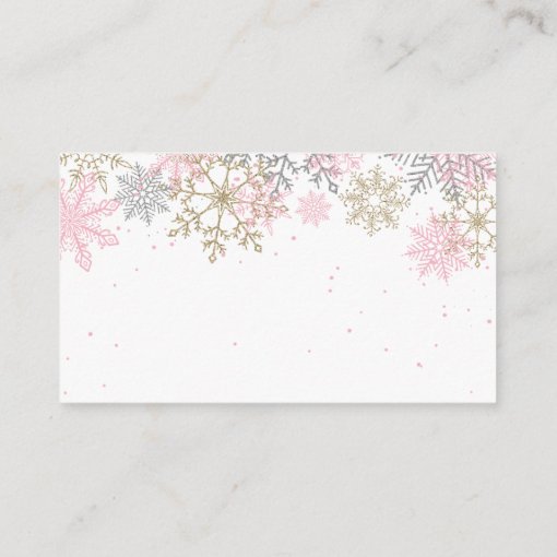 Pink and Gold Glitter Snowflake Diaper Raffle Enclosure Card | Zazzle