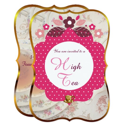 Pink and Gold High Tea Invitation | Zazzle.com
