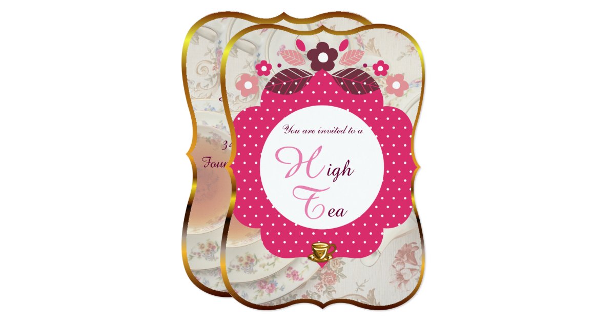 Pink and Gold High Tea Invitation | Zazzle.com