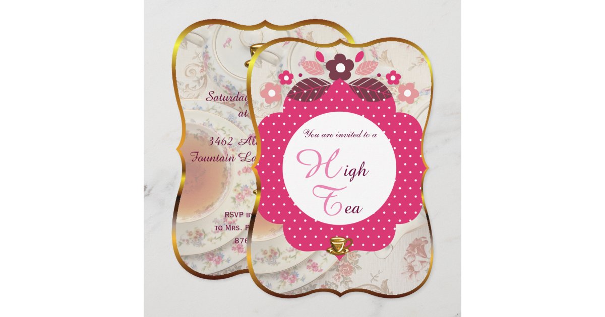 Pink and Gold High Tea Invitation | Zazzle