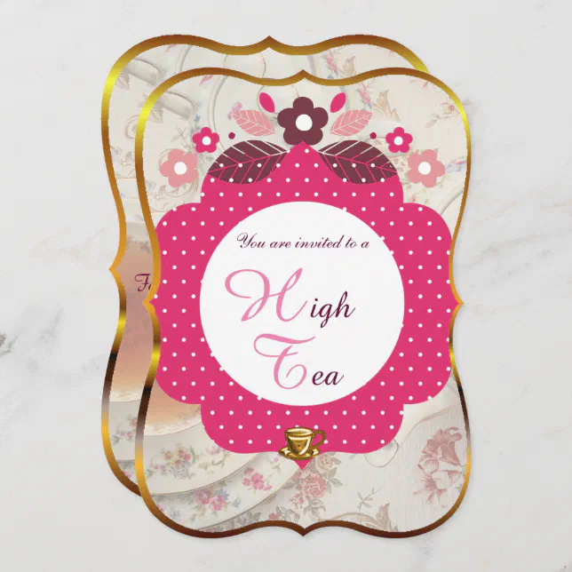 Pink and Gold High Tea Invitation | Zazzle