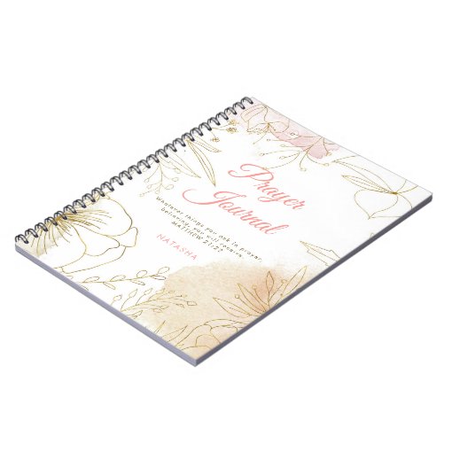 Pink and Gold Illustrated Floral Prayer Journal | Zazzle