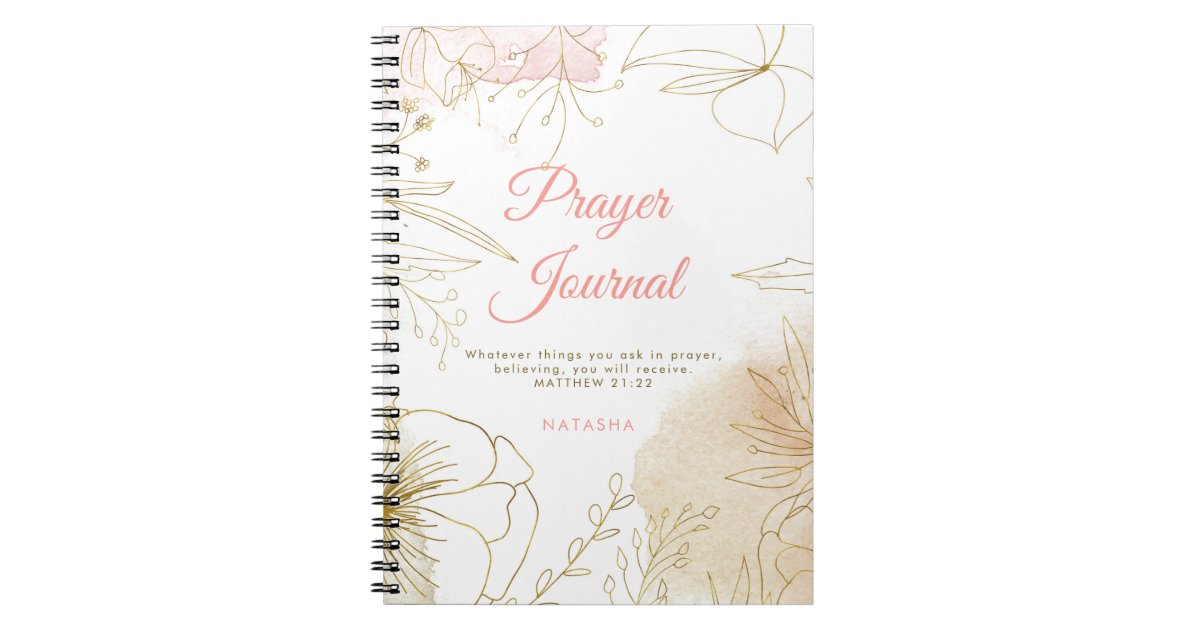 Pink and Gold Illustrated Floral Prayer Journal | Zazzle