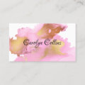 Pink and Gold Ink Stains Business Card | Zazzle