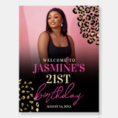 Pink and Gold Leopard Print Birthday Welcome Sign | Zazzle