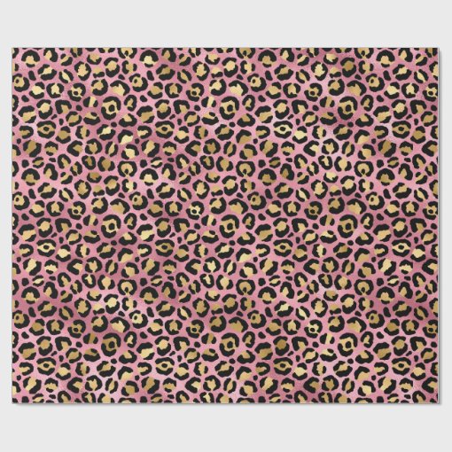 Pink and Gold Leopard Print Wrapping Paper | Zazzle