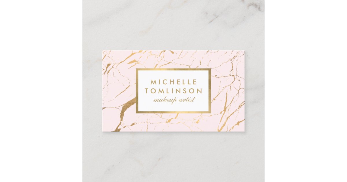 Pink and Gold Marble Designer Business Card | Zazzle