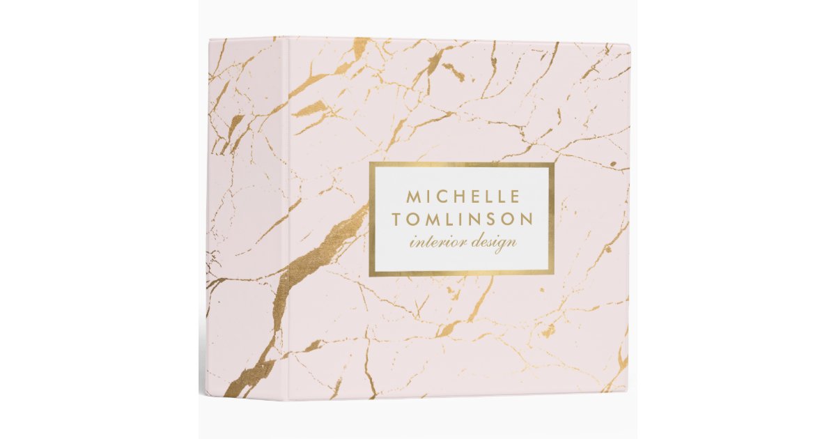 Pink and Gold Marble Designer Personalized Binder | Zazzle