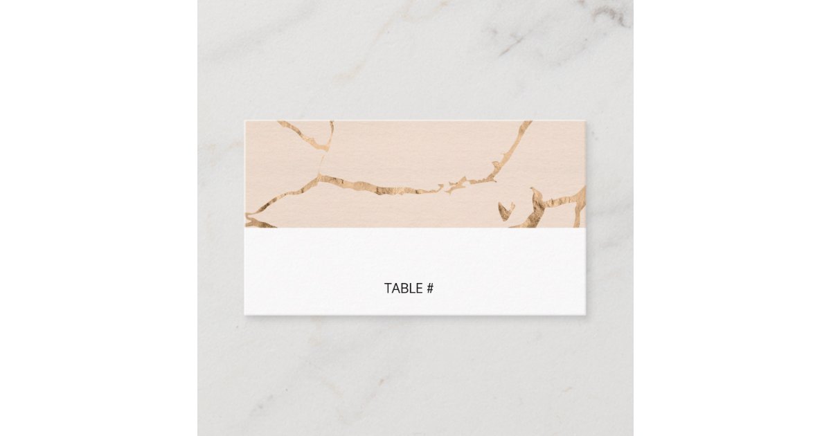 Pink and gold marble place cards - flat | Zazzle