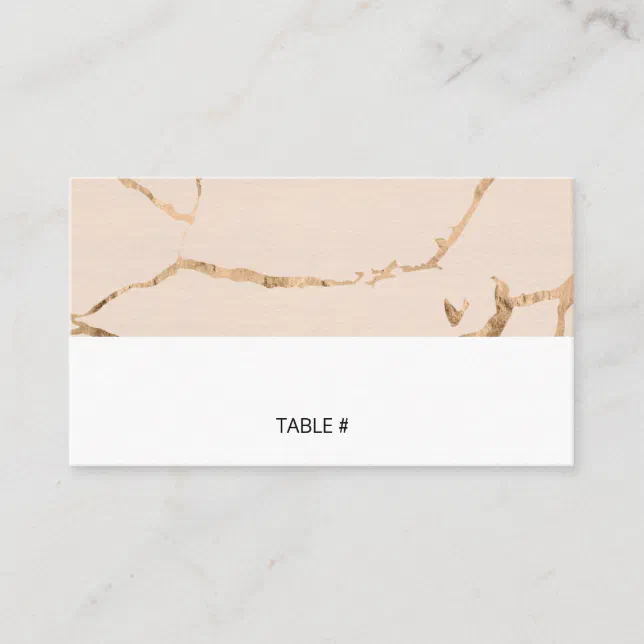 Pink and gold marble place cards - flat | Zazzle
