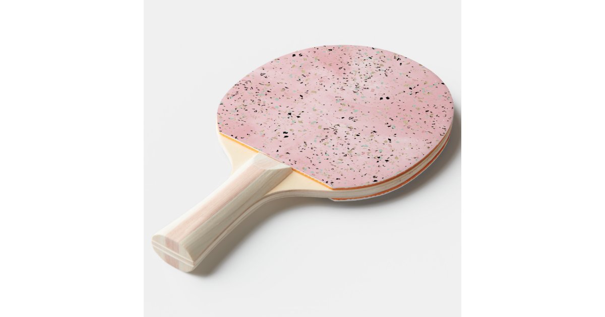 Pink and Gold Marble Terrazzo Ping Pong Paddle | Zazzle