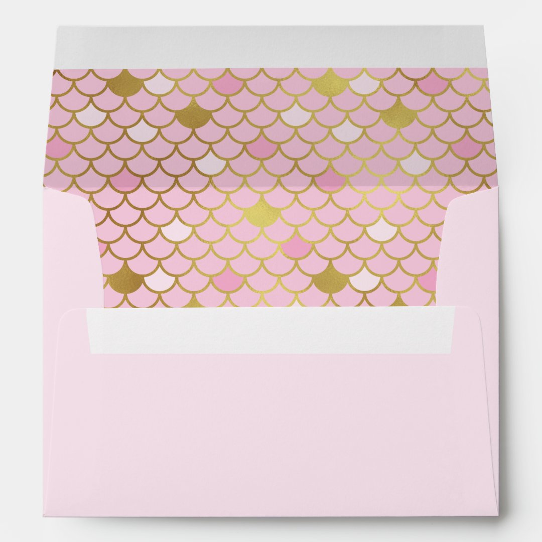 Pink and Gold Mermaid Scales Envelope | Zazzle