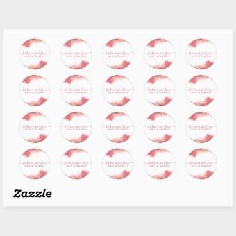 Pink And Gold Modern Art Liquid Watercolor Ink Classic Round Sticker ...