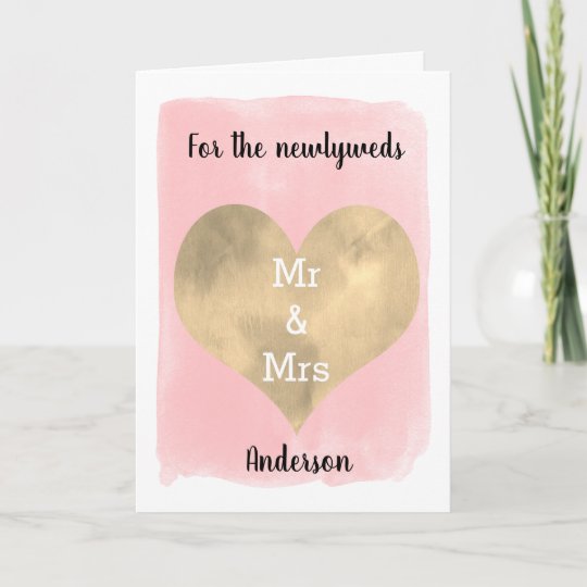 Pink and Gold Newlyweds Congratulations Wedding Card | Zazzle.com