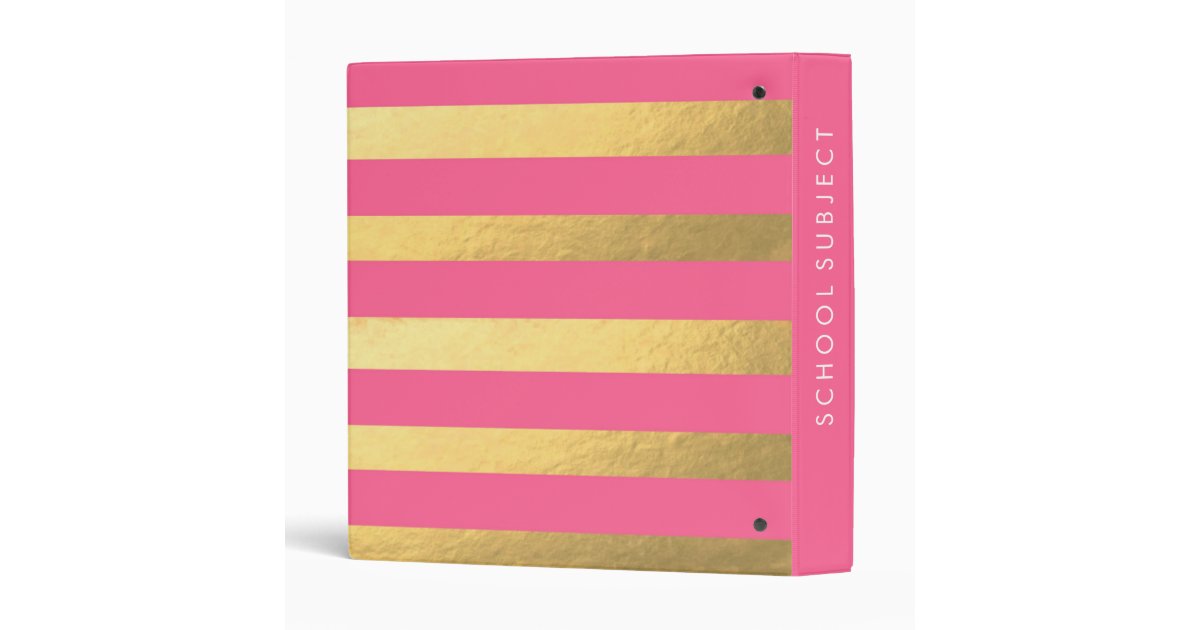 Pink And Gold Personalized Binder | Zazzle