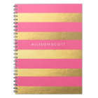 Pink And Gold Personalized Notebook | Zazzle